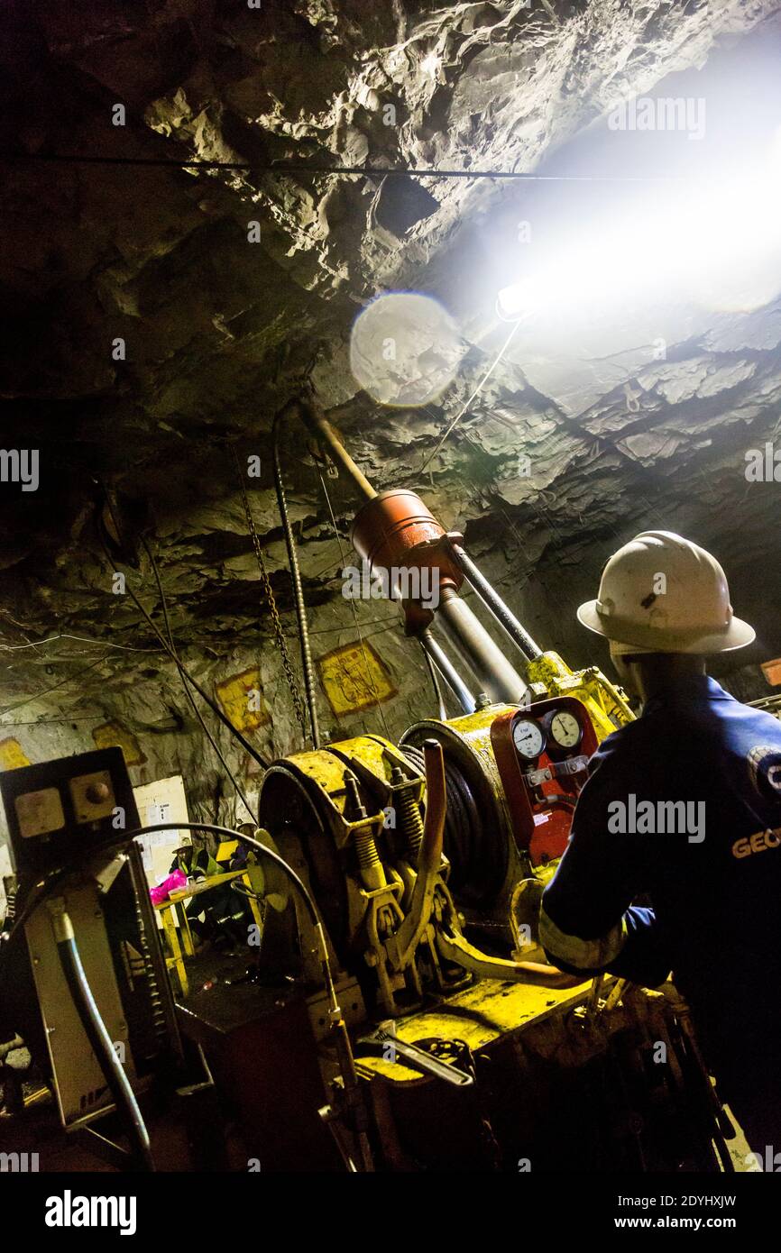 Underground in a gold mine in South Africa Stock Photo - Alamy