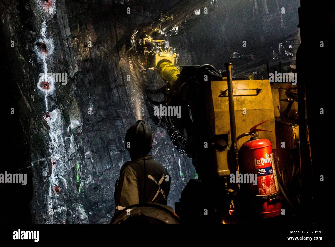 Underground in a gold mine in South Africa Stock Photo - Alamy