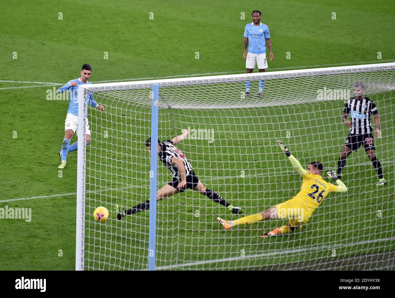 Manchester City's Ferran Torres scores his side's second goal of the ...