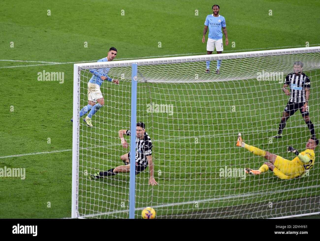 Manchester City's Ferran Torres scores his side's second goal of the ...