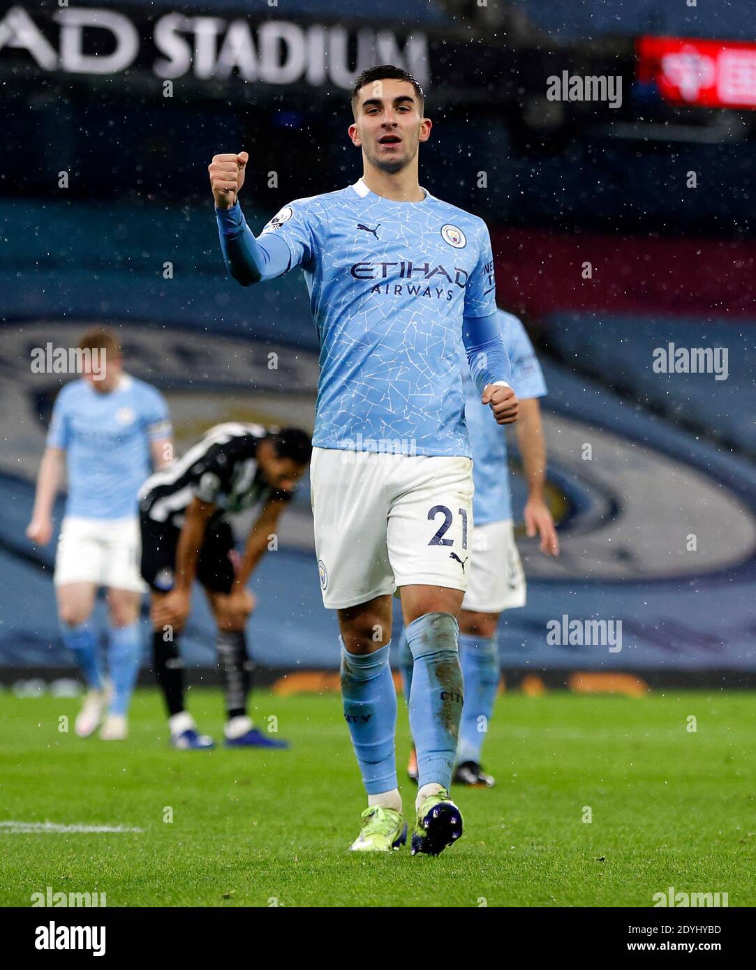 Manchester City's Ferran Torres celebrates scoring his side's second ...