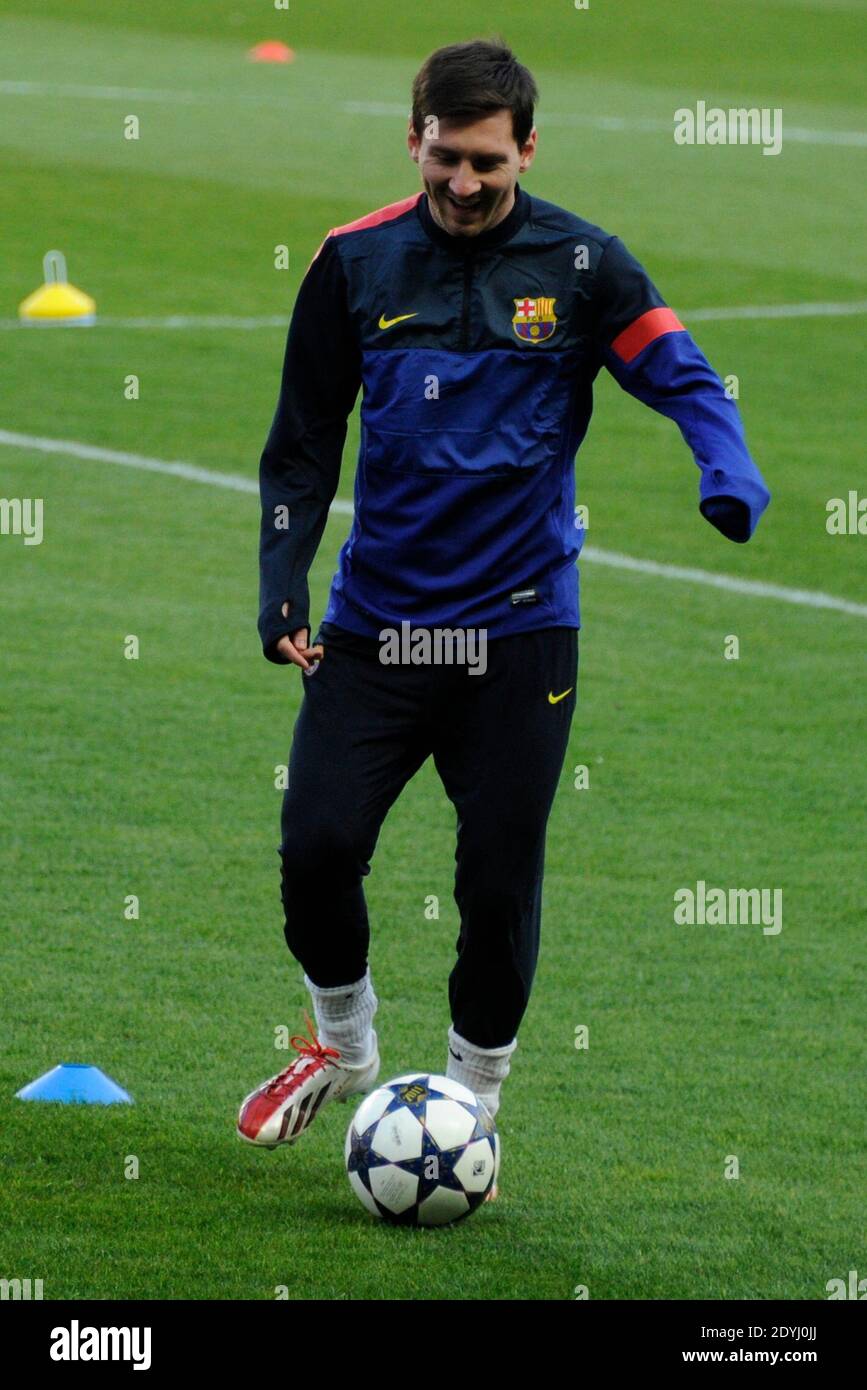 Barcelona's Lionel Messi during a soccer training session before the ...