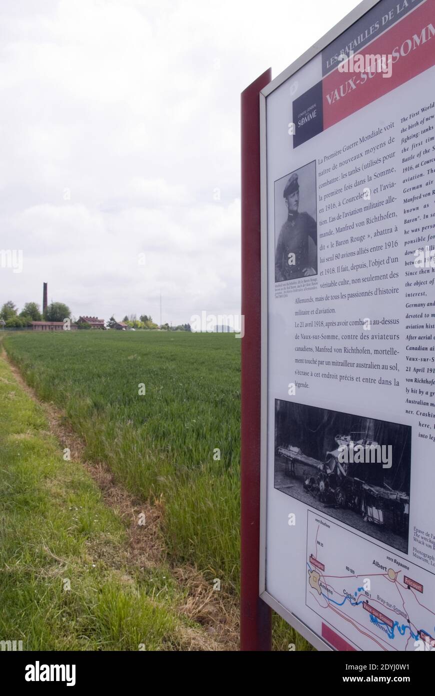 Field where World War One flying ace Manfred von Richthofen, known as ...