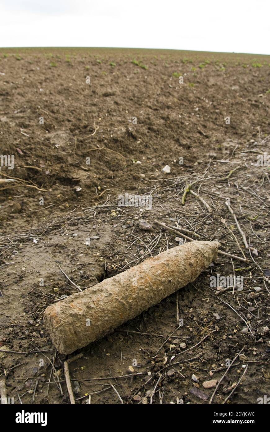 A farmer plowed up a World War 1 artillery shell during spring plowing ...