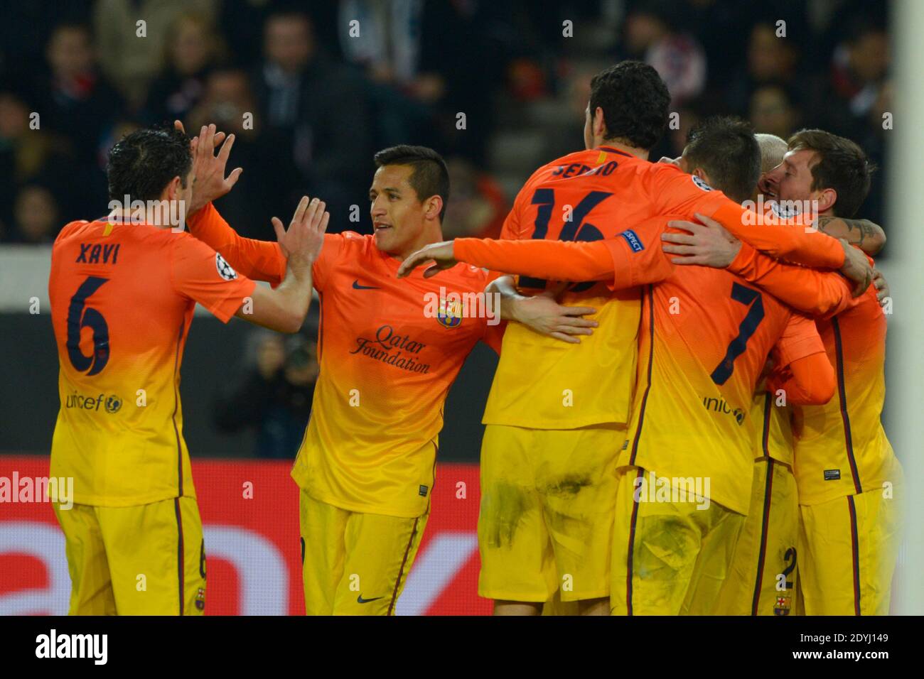 Barcelona's Lionel Messi joy after scoring the 1-0 goal during the ...
