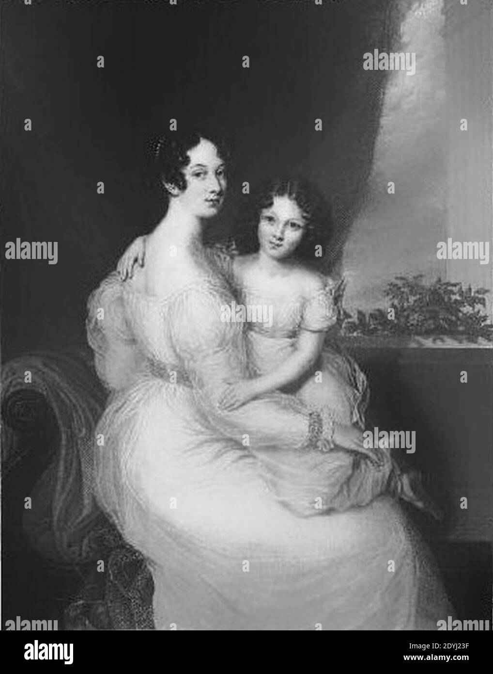 Lady MacFarlane engraving of a portrait by Derby Stock Photo - Alamy