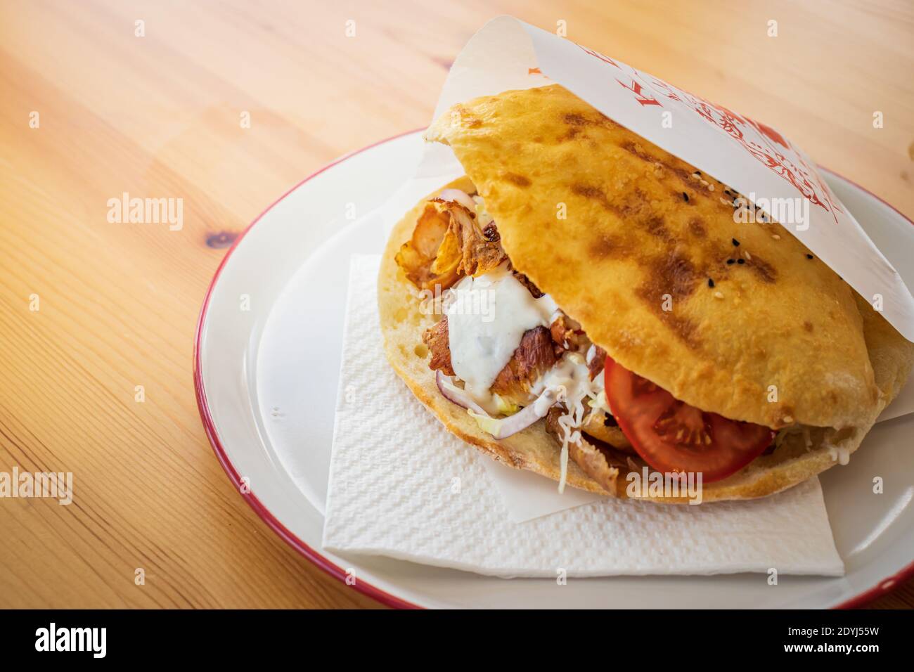 Doner Kebab at a local pizza and gyros restaurant Stock Photo - Alamy