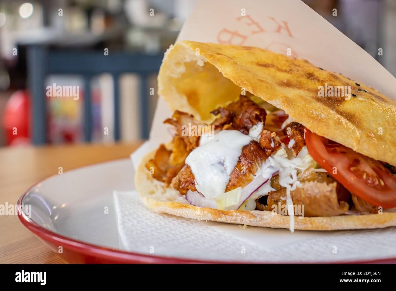 Doner Kebab at a local pizza and gyros restaurant Stock Photo - Alamy