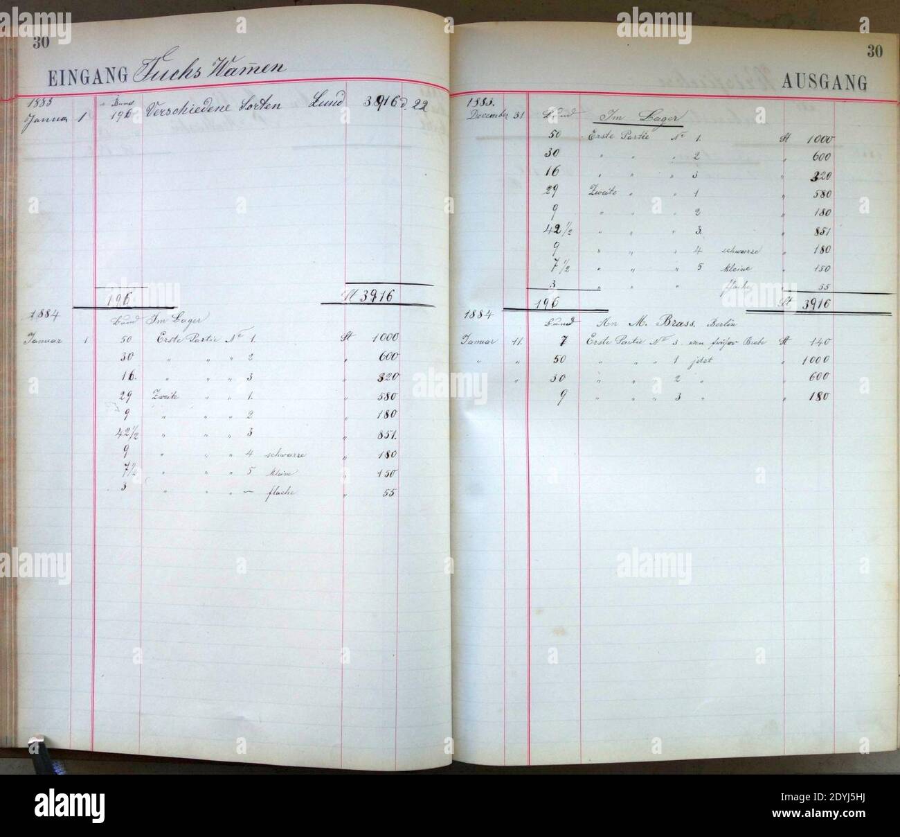Lagerbuch des Naoum Dedo aus Leipzig, 1883-1884-30 Stock Photo - Alamy