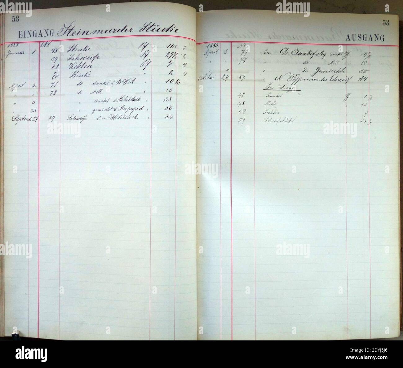 Lagerbuch des Naoum Dedo aus Leipzig, 1883-1884-53 Stock Photo - Alamy