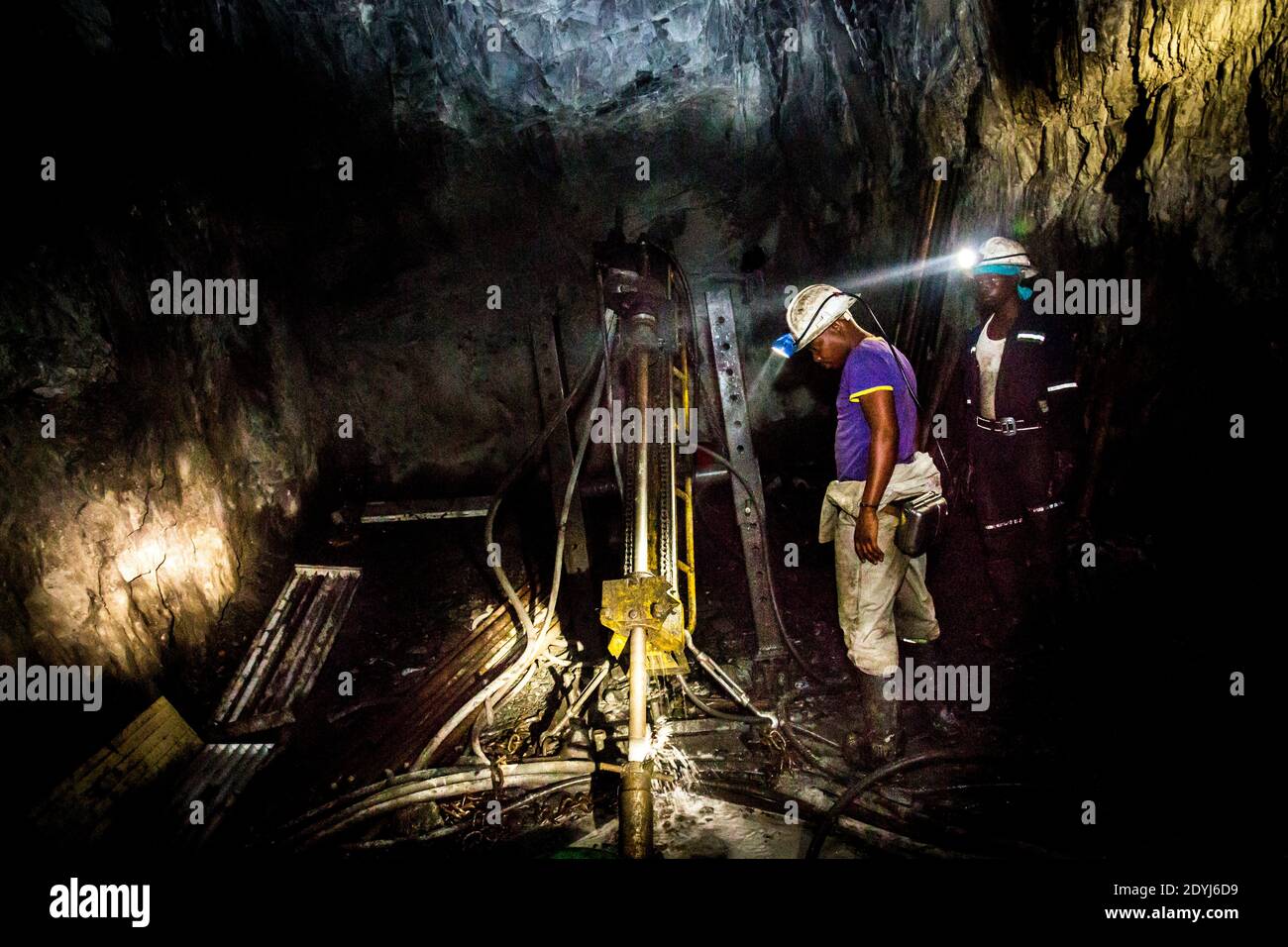 Underground in a gold mine in South Africa Stock Photo - Alamy