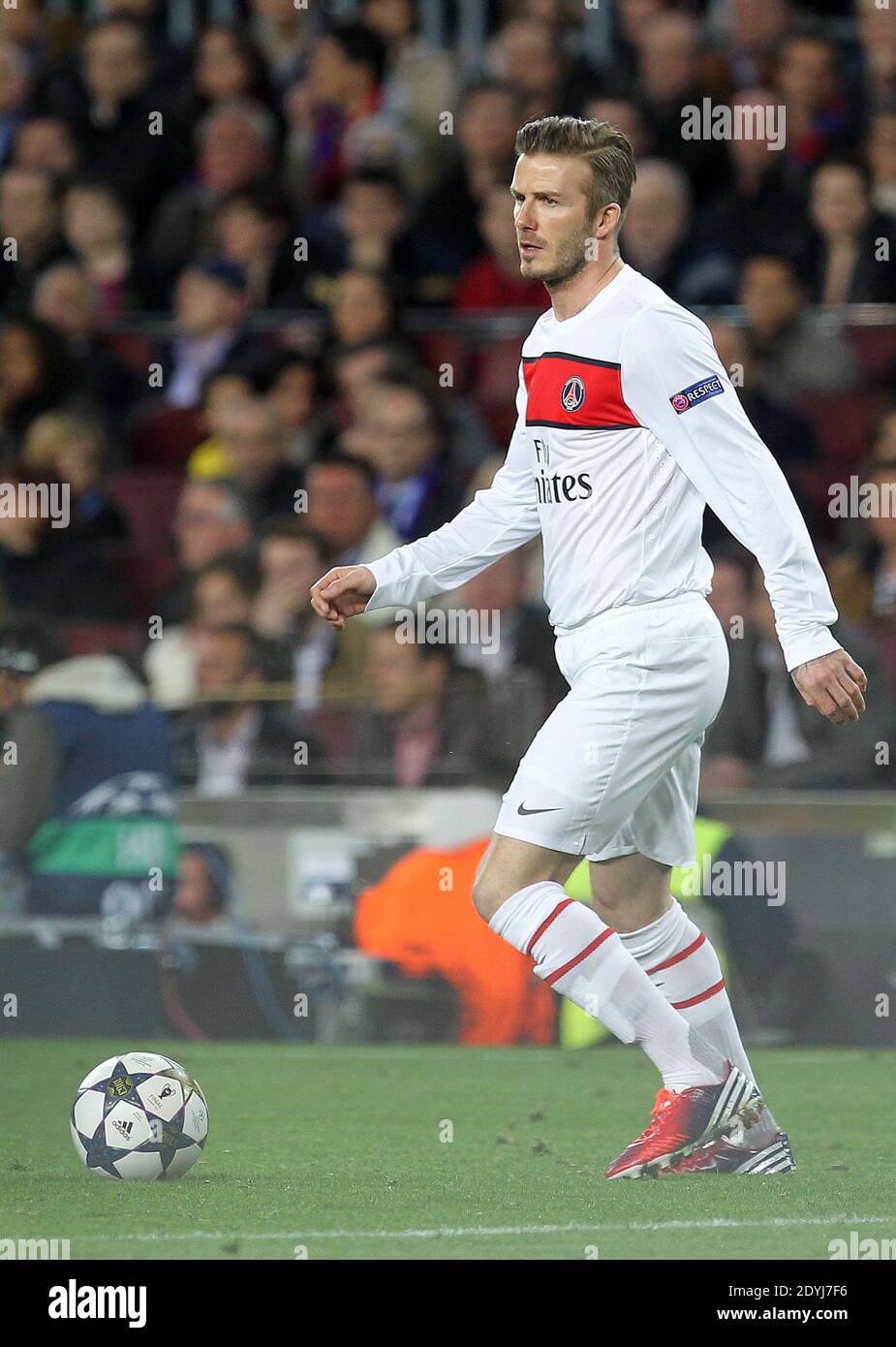 PSG's David Beckham during the UEFA Champions League Quarter-Final ...