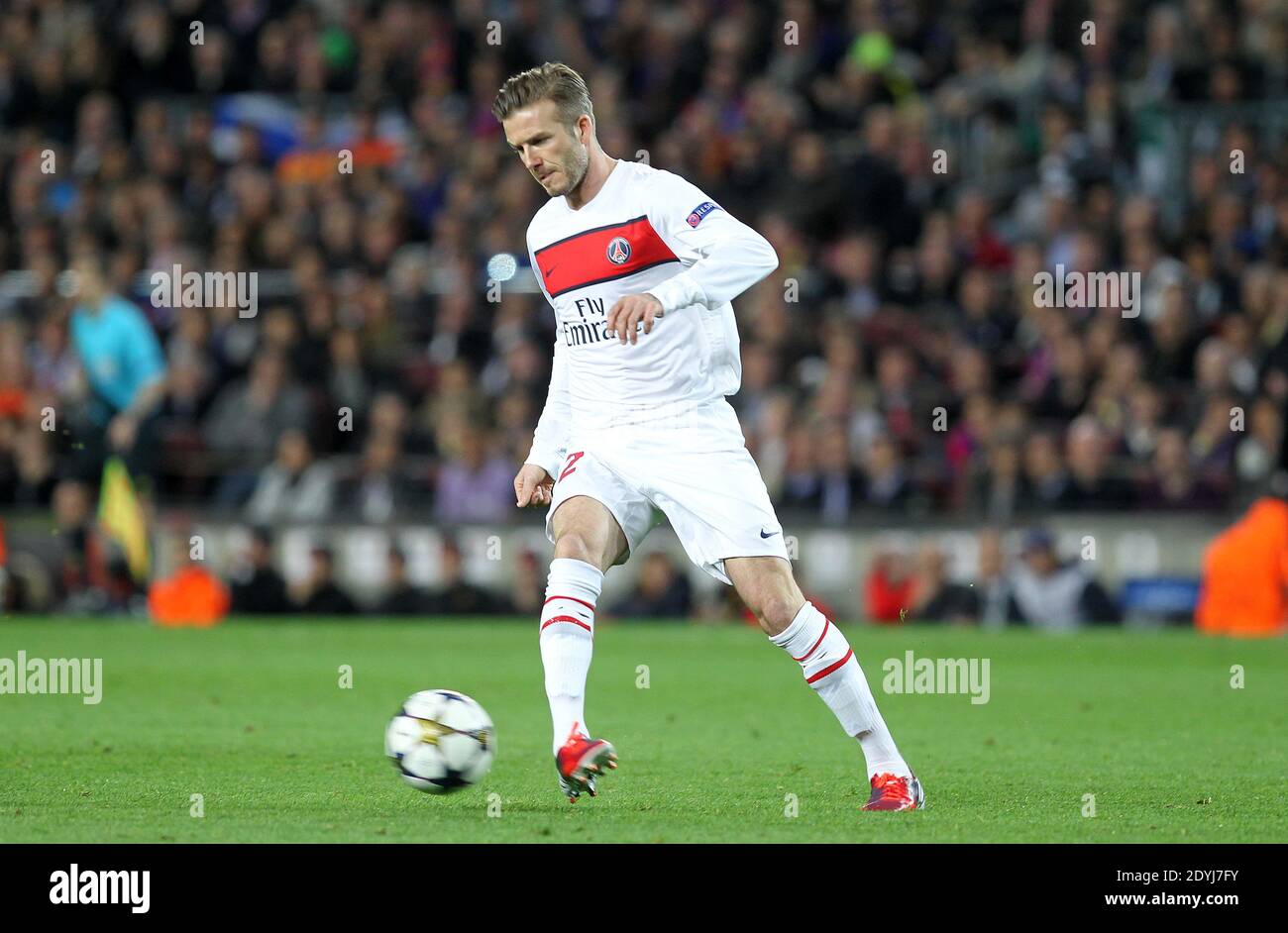 PSG's David Beckham during the UEFA Champions League Quarter-Final ...