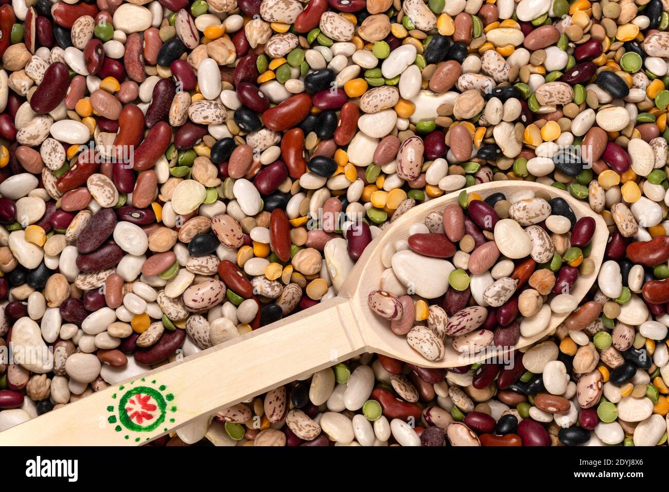 Mixed peas and beans for soup background and texture. Top view Stock ...
