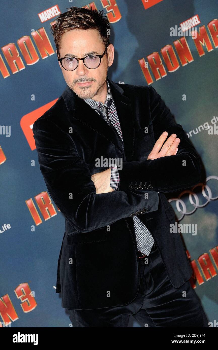 Robert Downey Jr attending the premiere of Iron Man 3 held at Le Grand ...