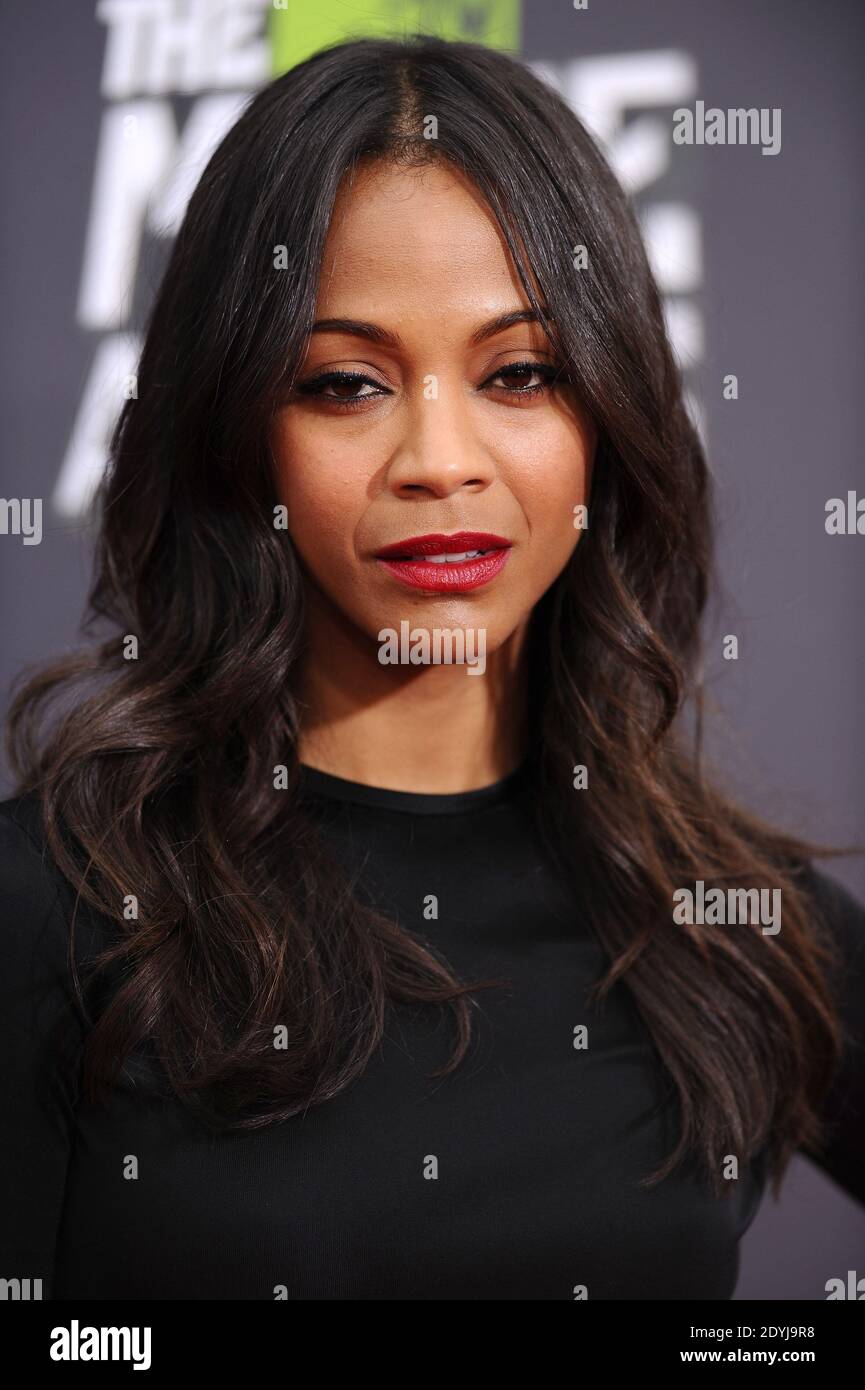 Zoe Saldana arrives at the 2013 MTV Movie Awards at Sony Pictures ...