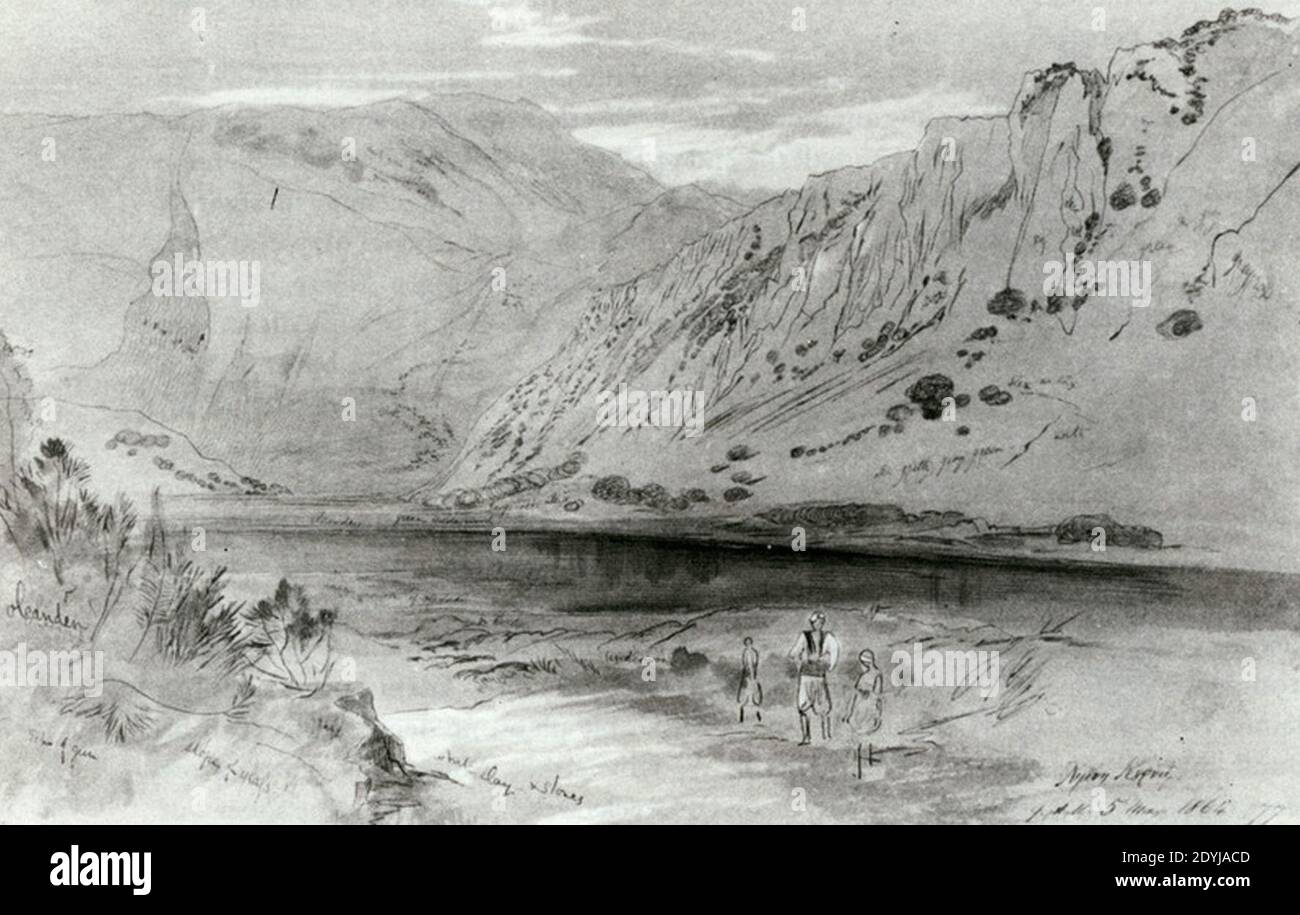 Lake Kourná 9 am 5 May - Lear Edward Stock Photo - Alamy