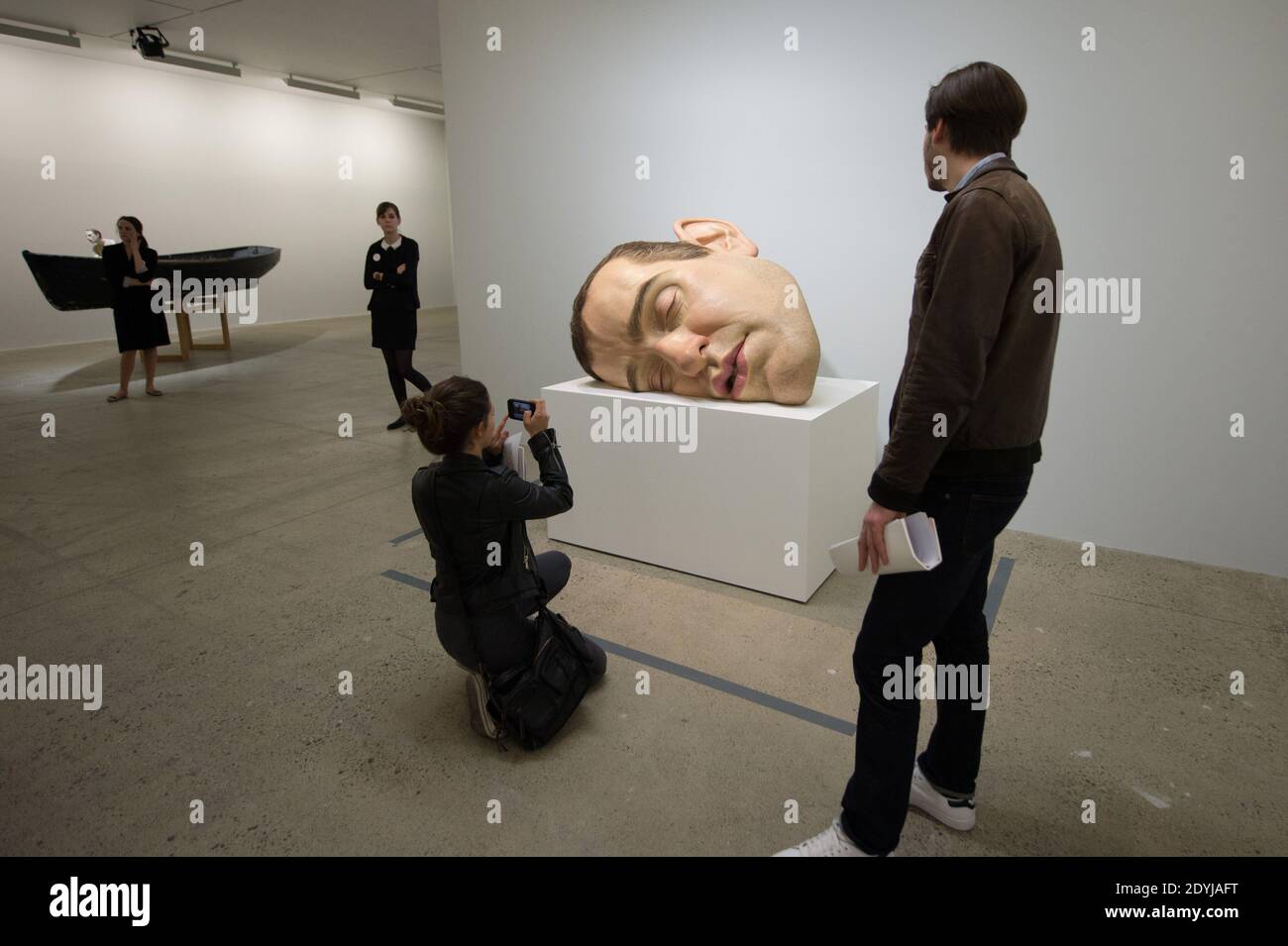 Australian sculptor Ron Mueck exhibition at the Fondation Cartier, in ...