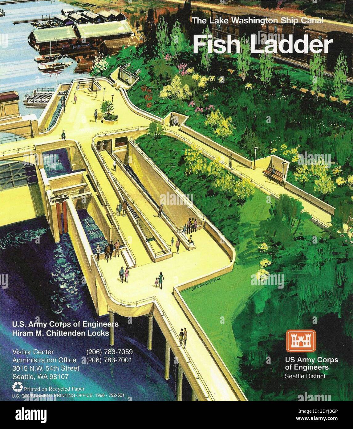 Lake Washington Ship Canal Fish Ladder pamphlet 01 Stock Photo - Alamy