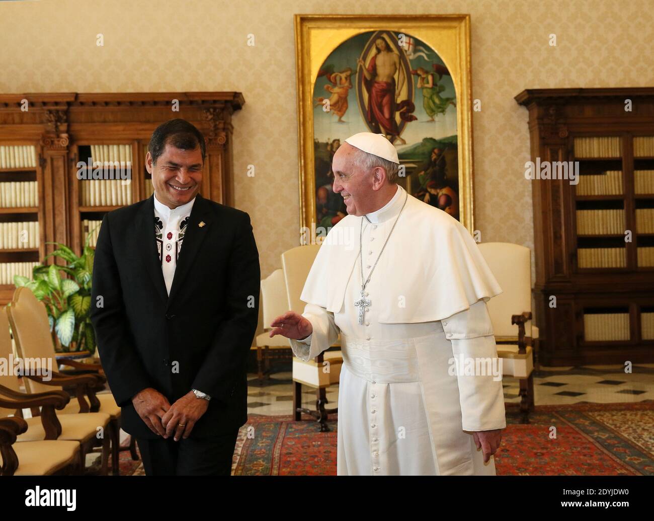 Pope Francis meets Ecuador's President Rafael Correa during a private ...