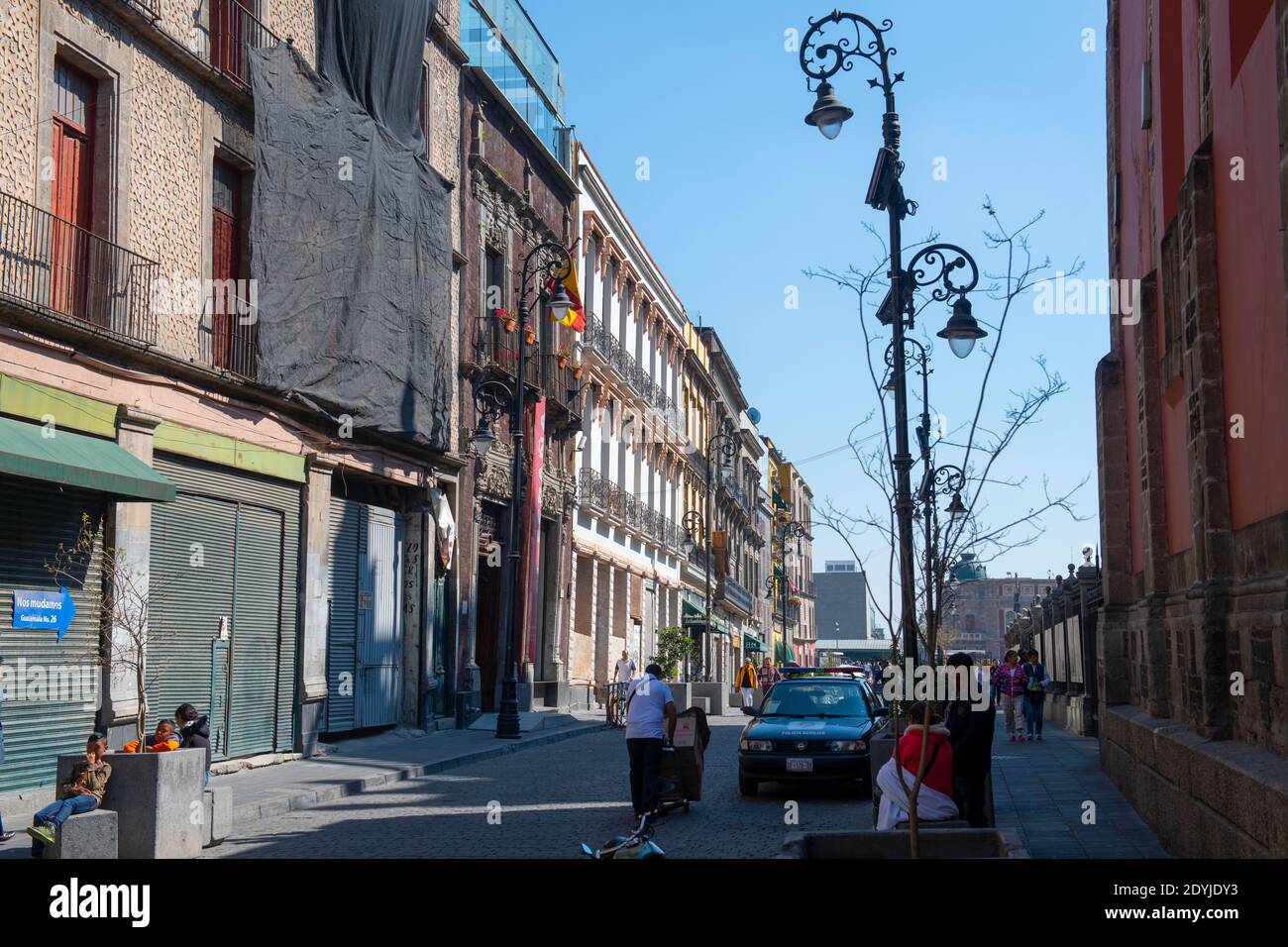 Historic buildings on Republica de Guatemala Street next to Zocalo ...