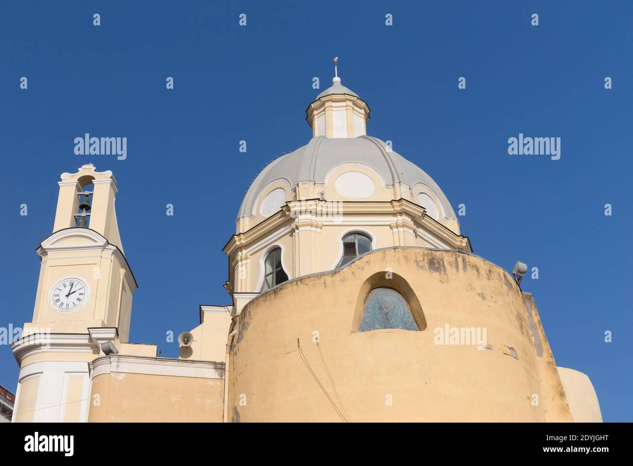 Procida Italy The yellow stucco Church of our Lady Grace (Santuario ...