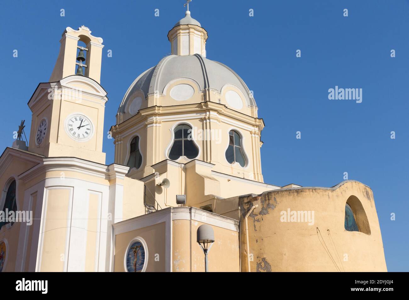 Procida Italy The yellow stucco Church of our Lady Grace (Santuario ...