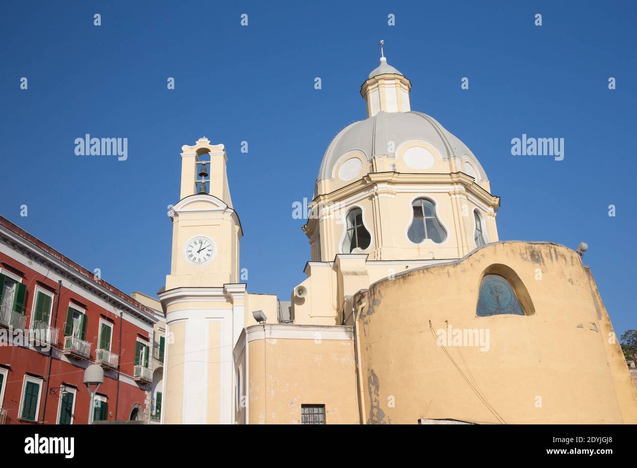 Procida Italy The yellow stucco Church of our Lady Grace (Santuario ...