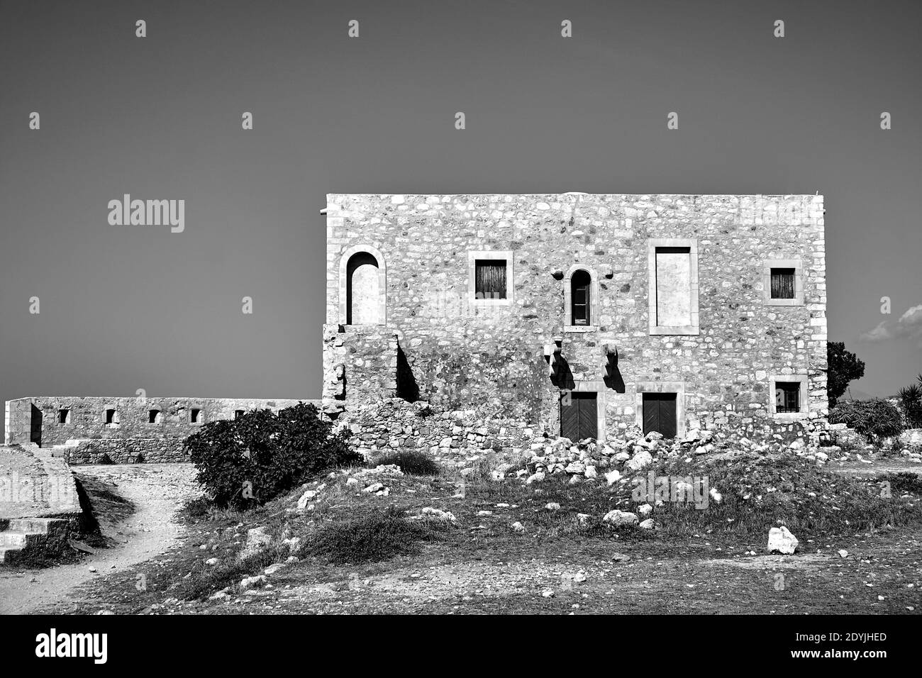 Historic buildings in the Venetian fortress in the city of Rethymnon on ...
