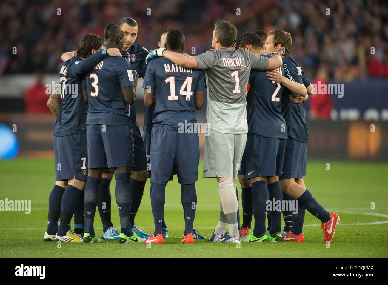 PSG's team during the French First League soccer match, Paris Saint ...