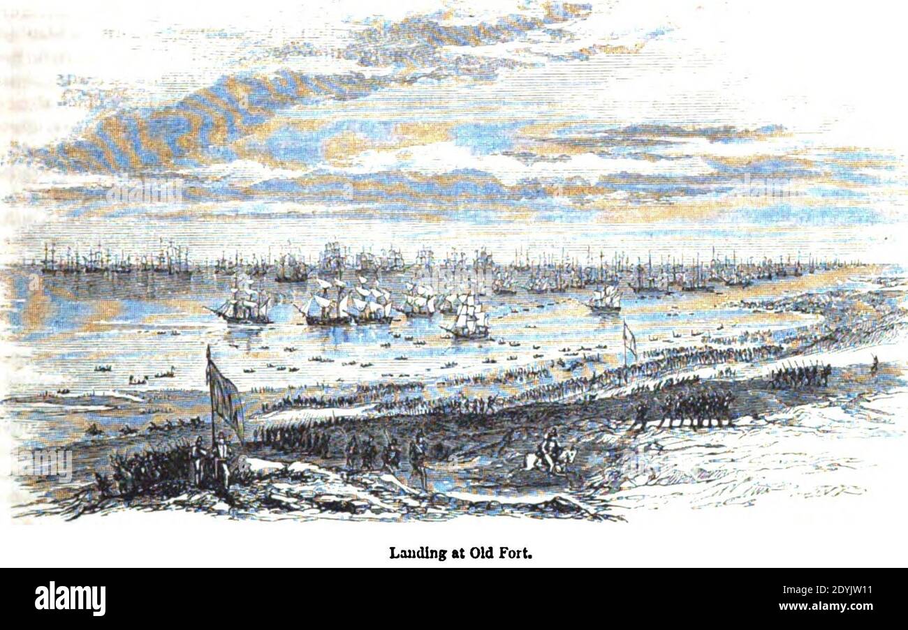 Landing at Old Fort. George Dodd. Pictorial history of the Russian war ...