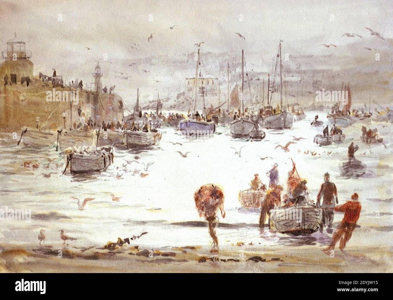 Landing Fish at St Ives Stock Photo - Alamy