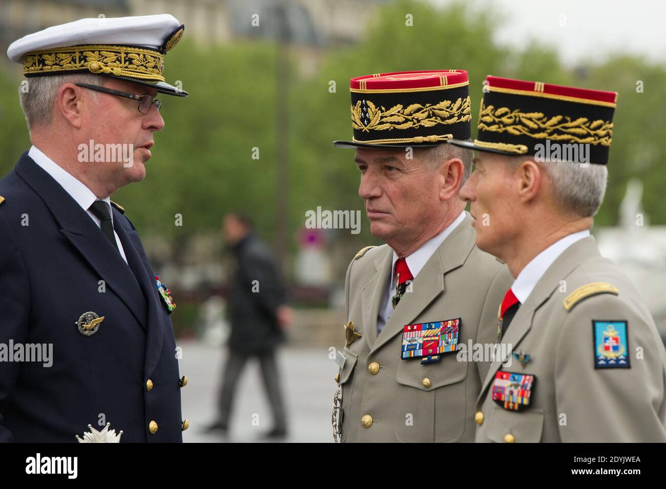 Admiral Edouard Guillaud, General Bruno Dary and General Charpentier ...