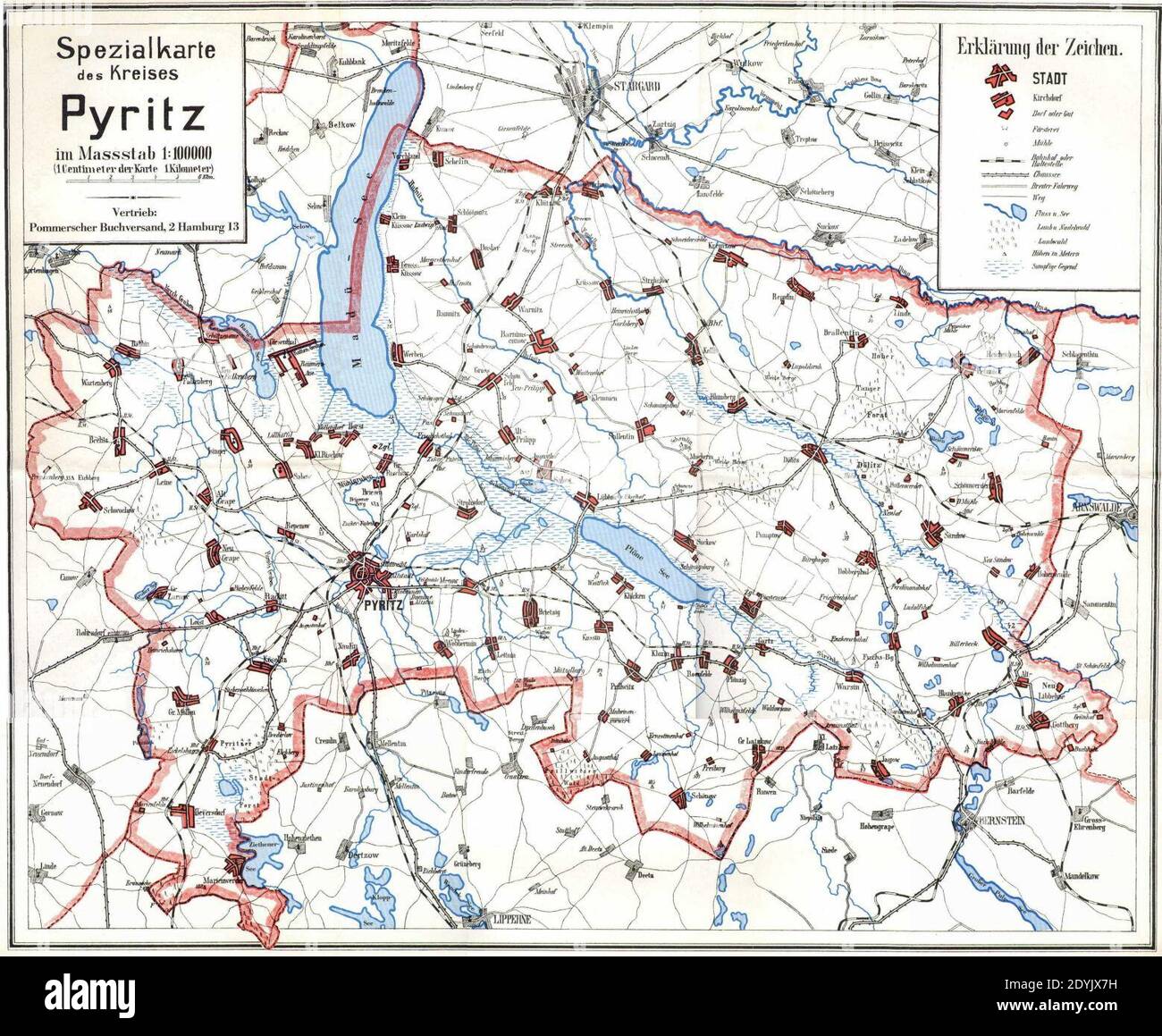 Landkarte Kreis Pyritz Stock Photo - Alamy