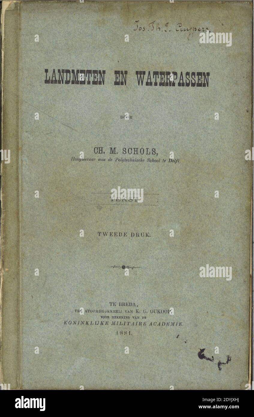 Landmeten en waterpassen Cuypershuis 0401 b (front cover Stock Photo ...