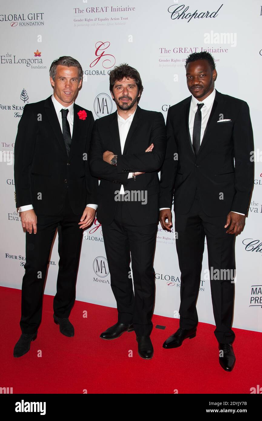 (L-R) Mickael Landreau, Patrick Fiori and Steve Mandanda attending the ...
