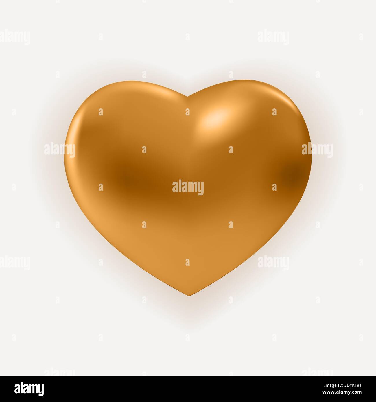 Realistic Golden Glossy Metal Heart. 3d Vector Illustration Stock ...