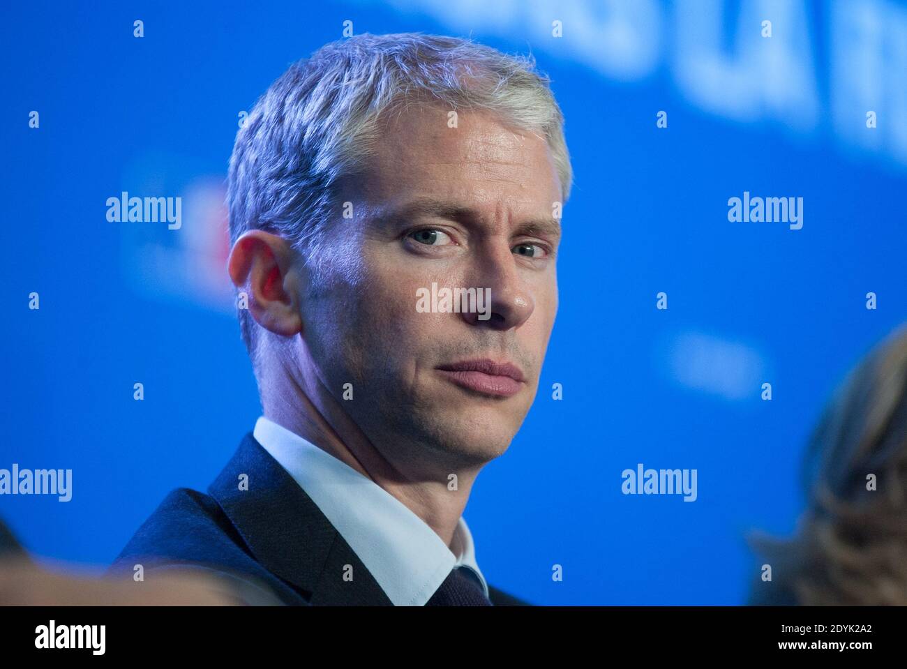MP Franck Riester pictured during a conference held at the UMP ...