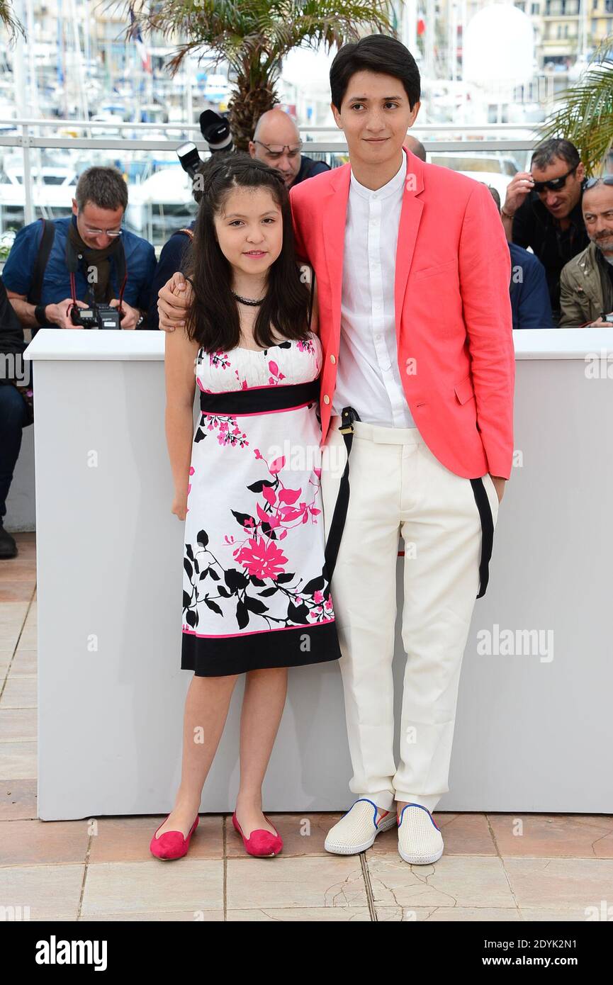 Andrea Vergara, Armando Espitia posing at Heli photocall held at the ...