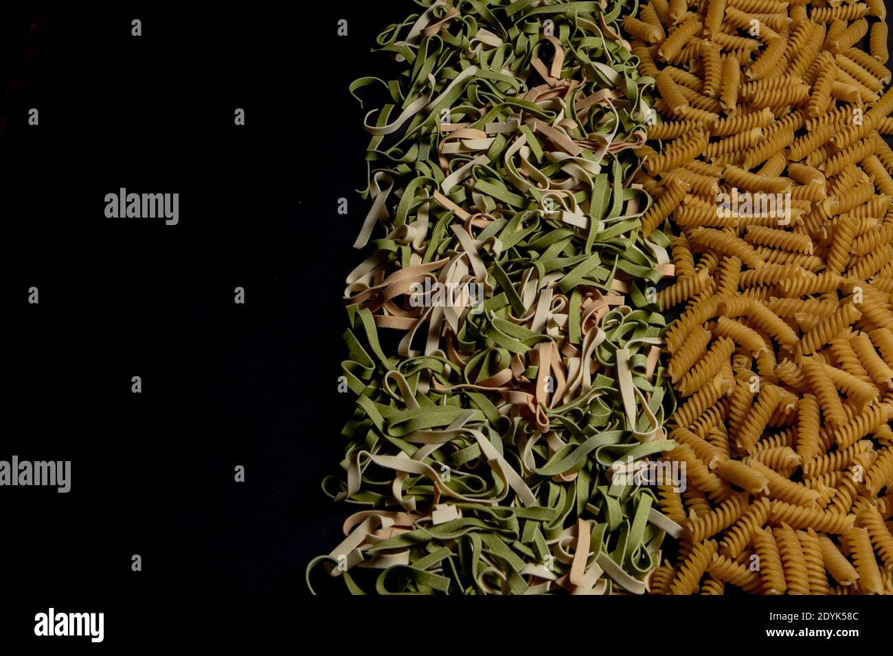 Variety of types and shapes of dry Italian pasta. Italian Macaroni raw ...