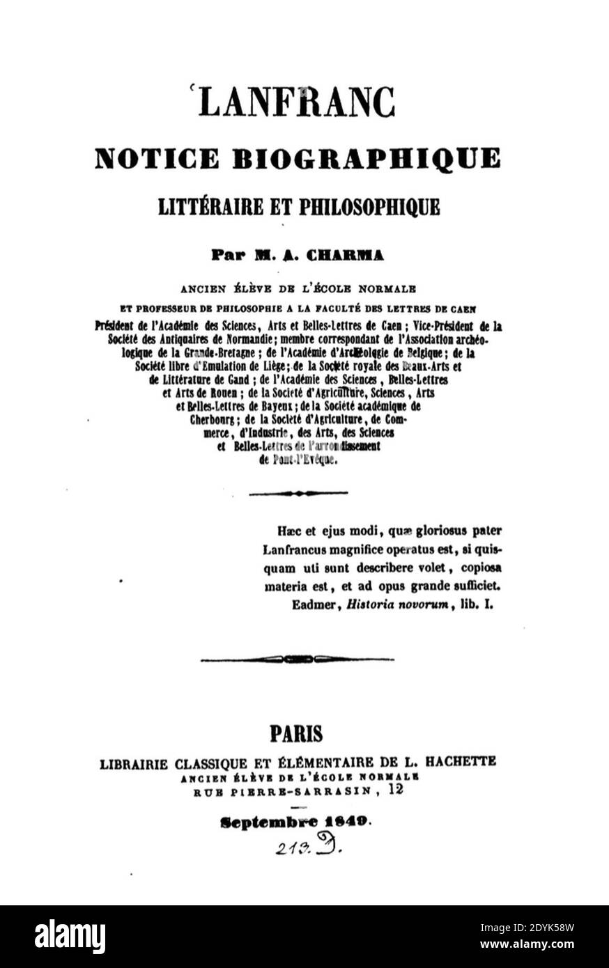 Lanfranc hi-res stock photography and images - Alamy