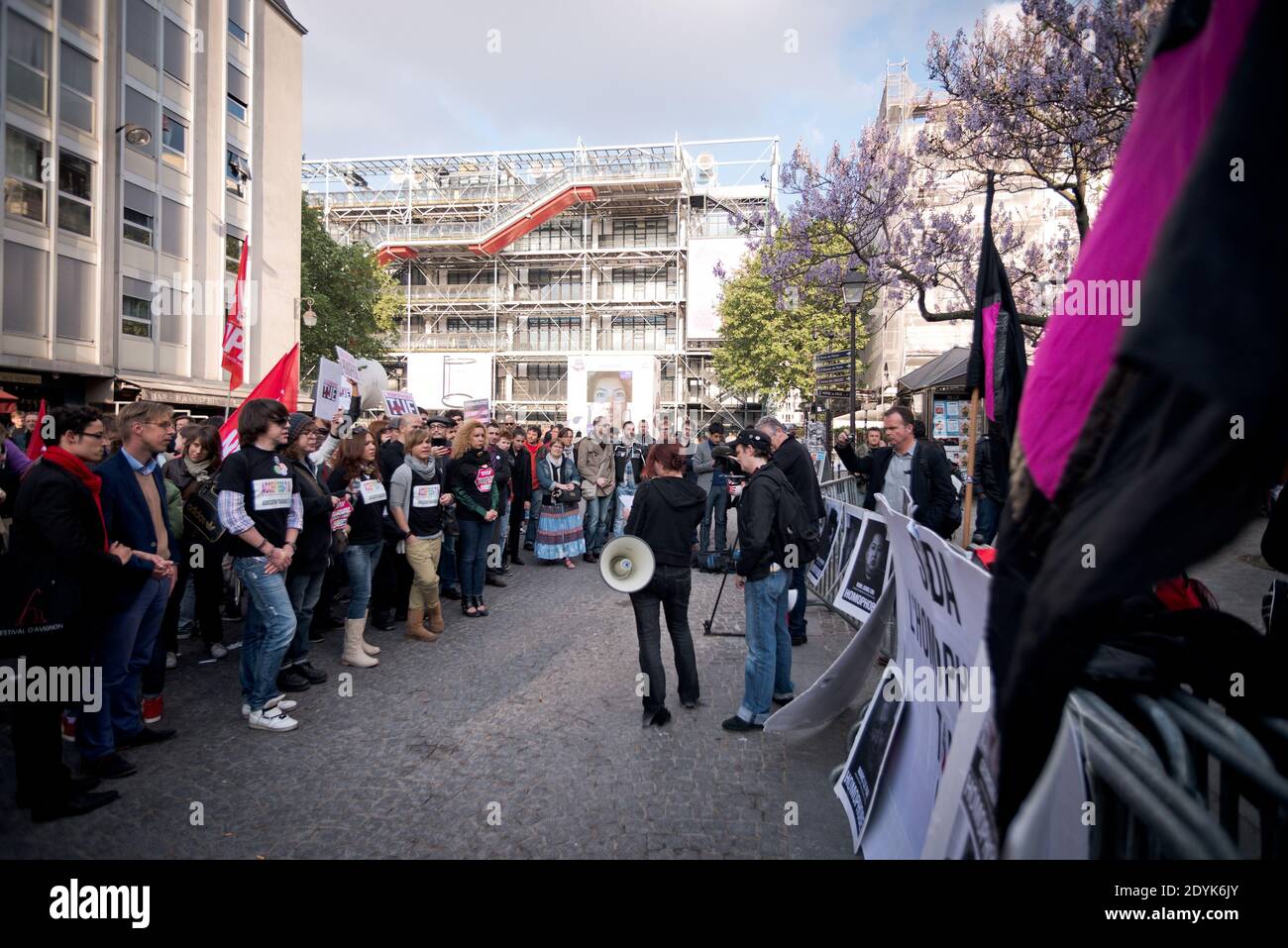 Act-Up Paris activists rally outside the Centre Georges Pompidou in ...