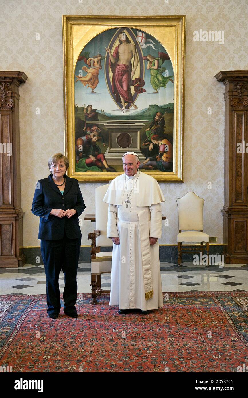 Pope Francis meets german chancellor Angela Merkel during a private ...