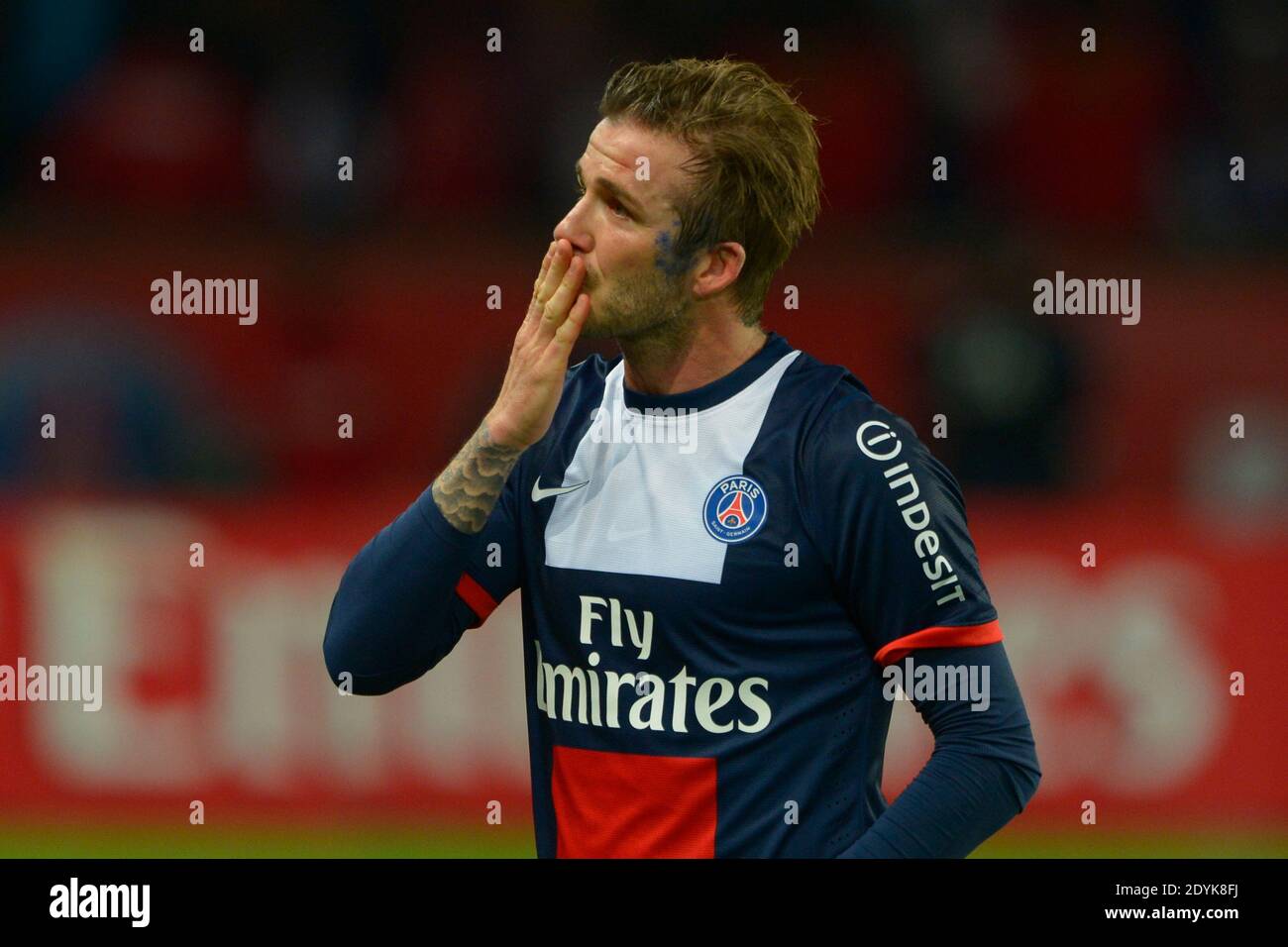 David Beckham crying after being replaced in his last game during the ...