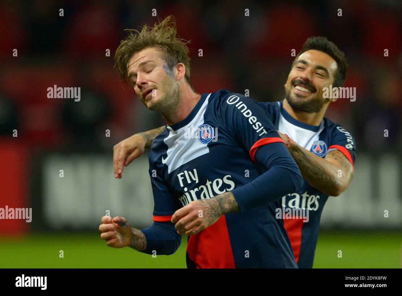 David Beckham crying after being replaced in his last game during the ...
