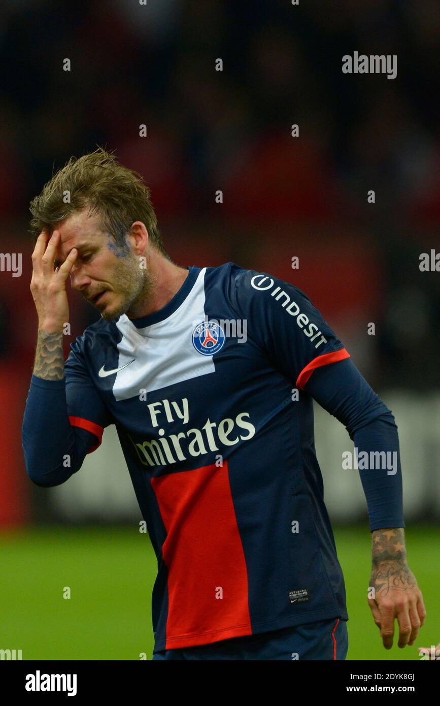 David Beckham crying after being replaced in his last game during the ...