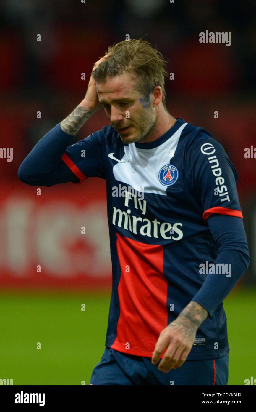David Beckham crying after being replaced in his last game during the ...