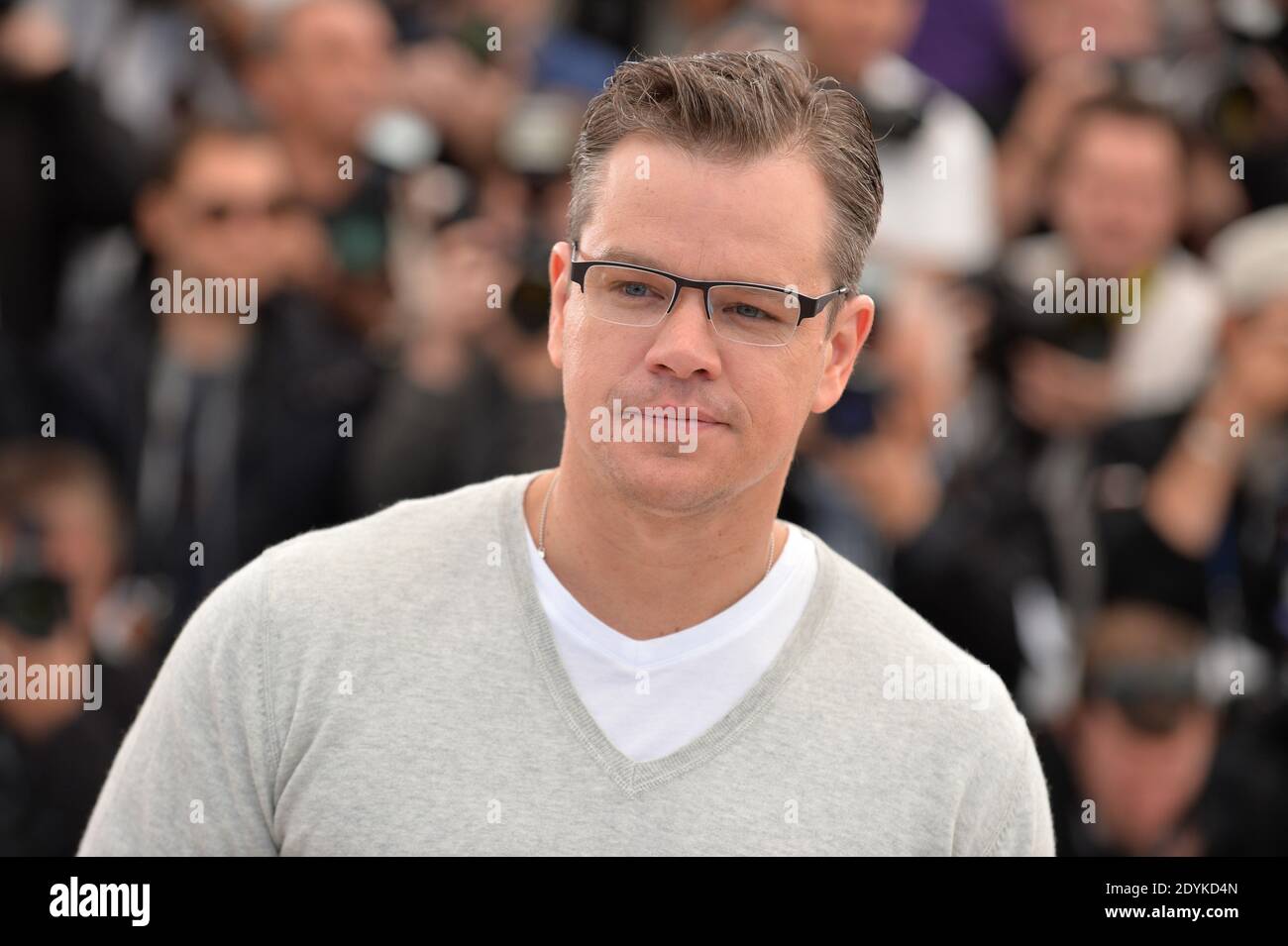 Matt Damon posing at the photocall for the film Behind The Candelabra ...