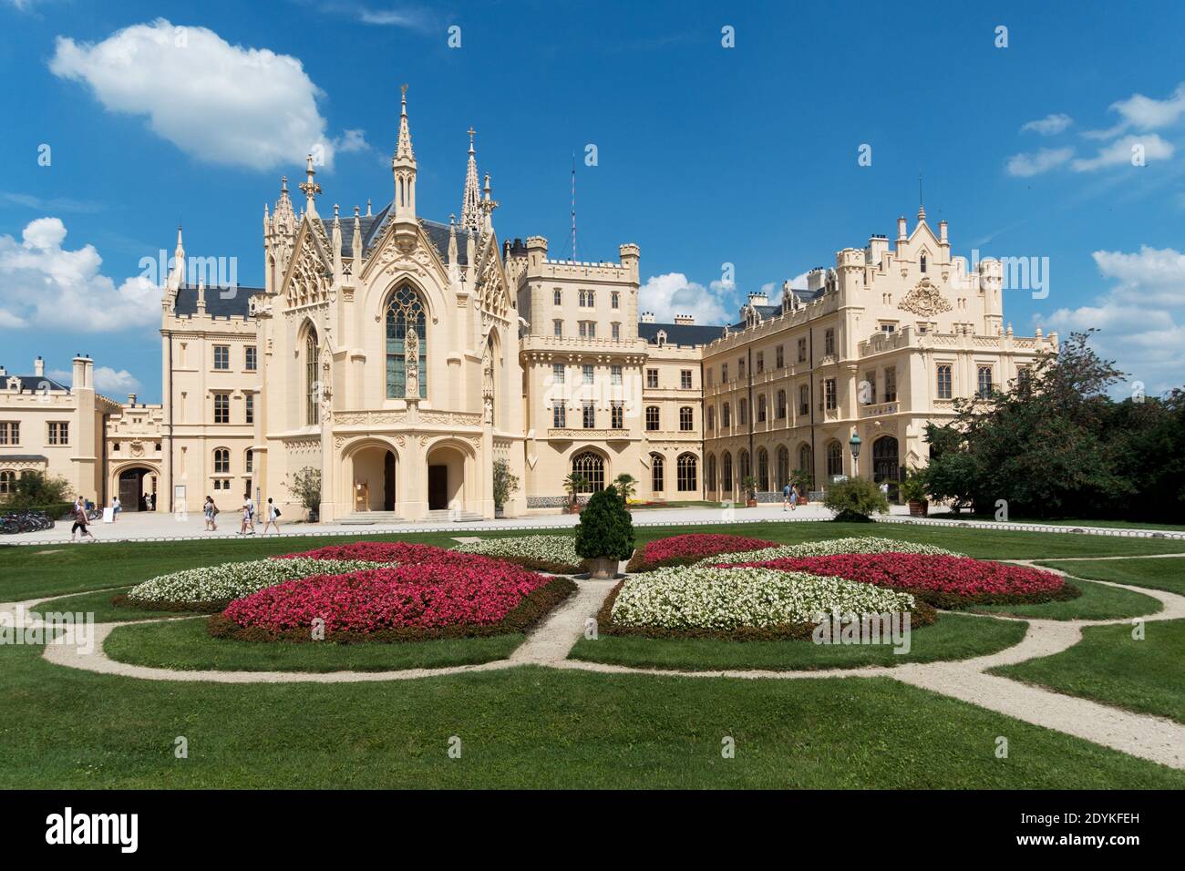 Lednice Castle garden flower beds Lednice Czech Republic South Moravia ...
