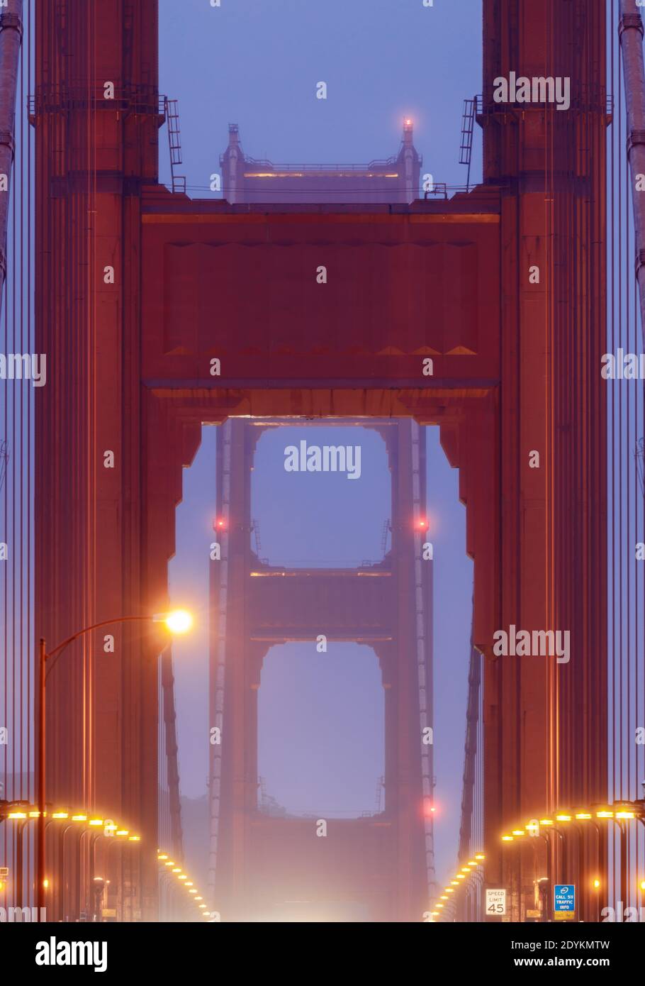 Golden Gate Bridge Close-up during the Blue Hour Stock Photo - Alamy